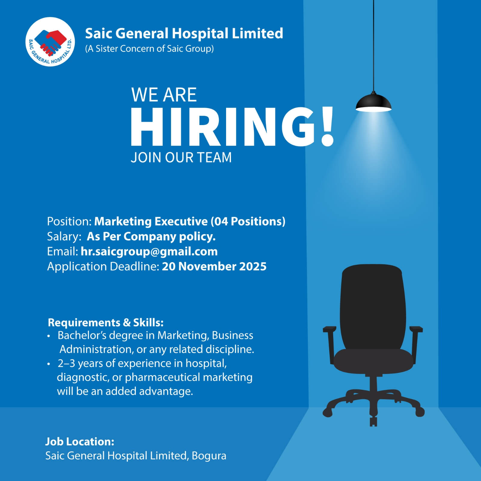 Marketing Executive | Saic General Hospital Ltd